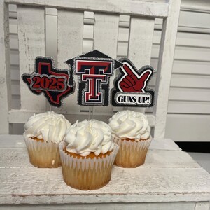 Texas Tech Cupcake Toppers – Red Raiders Party Decor – TTU Game Day ...