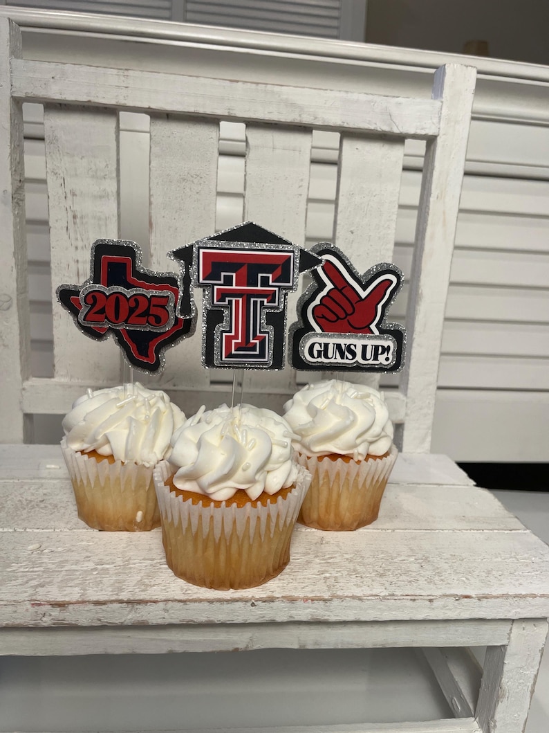 Texas Tech Cupcake Toppers – Red Raiders Party Decor – TTU Game Day ...