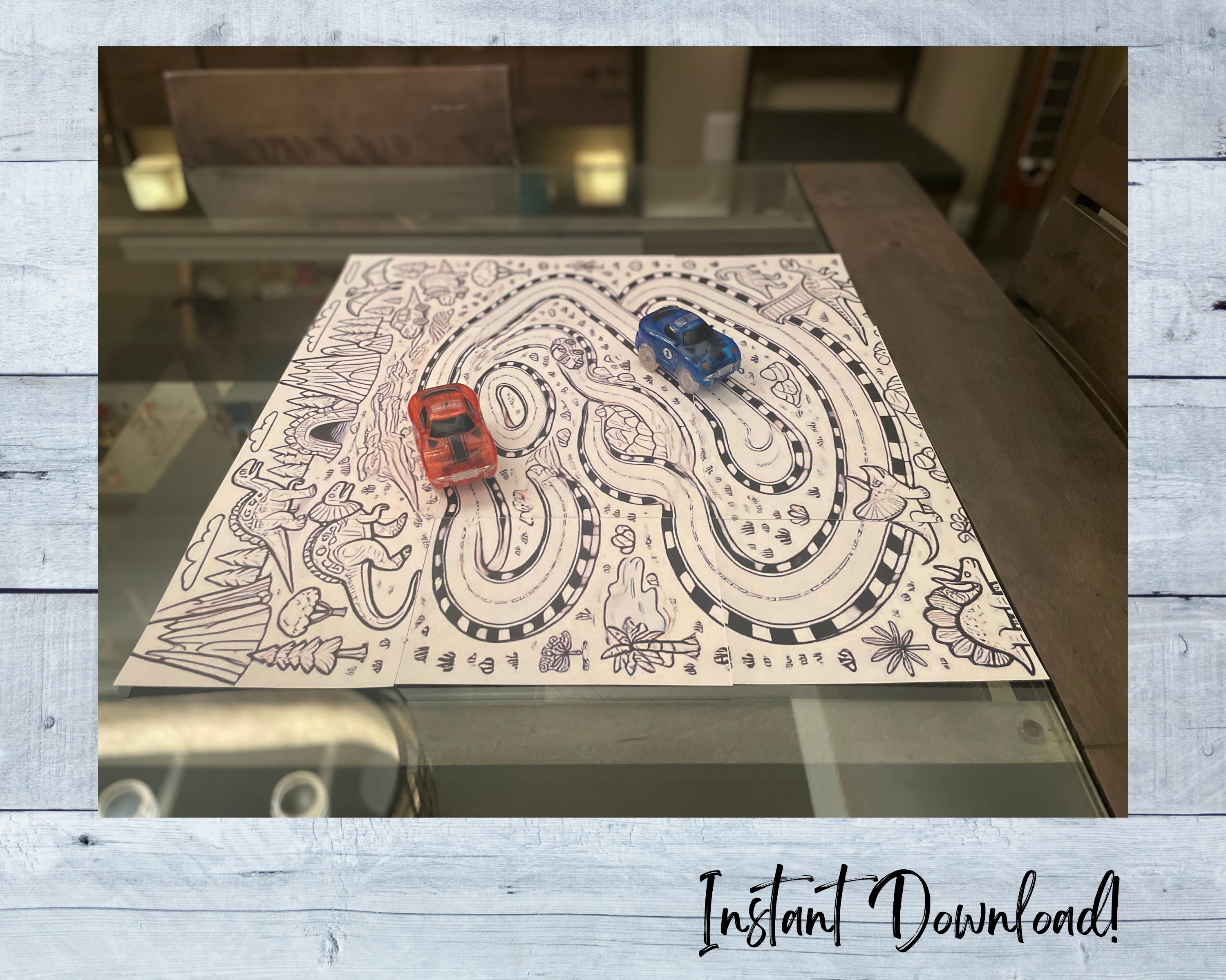 Printable Race Track Coloring Posters for Kids, 10 Giant Printable ...