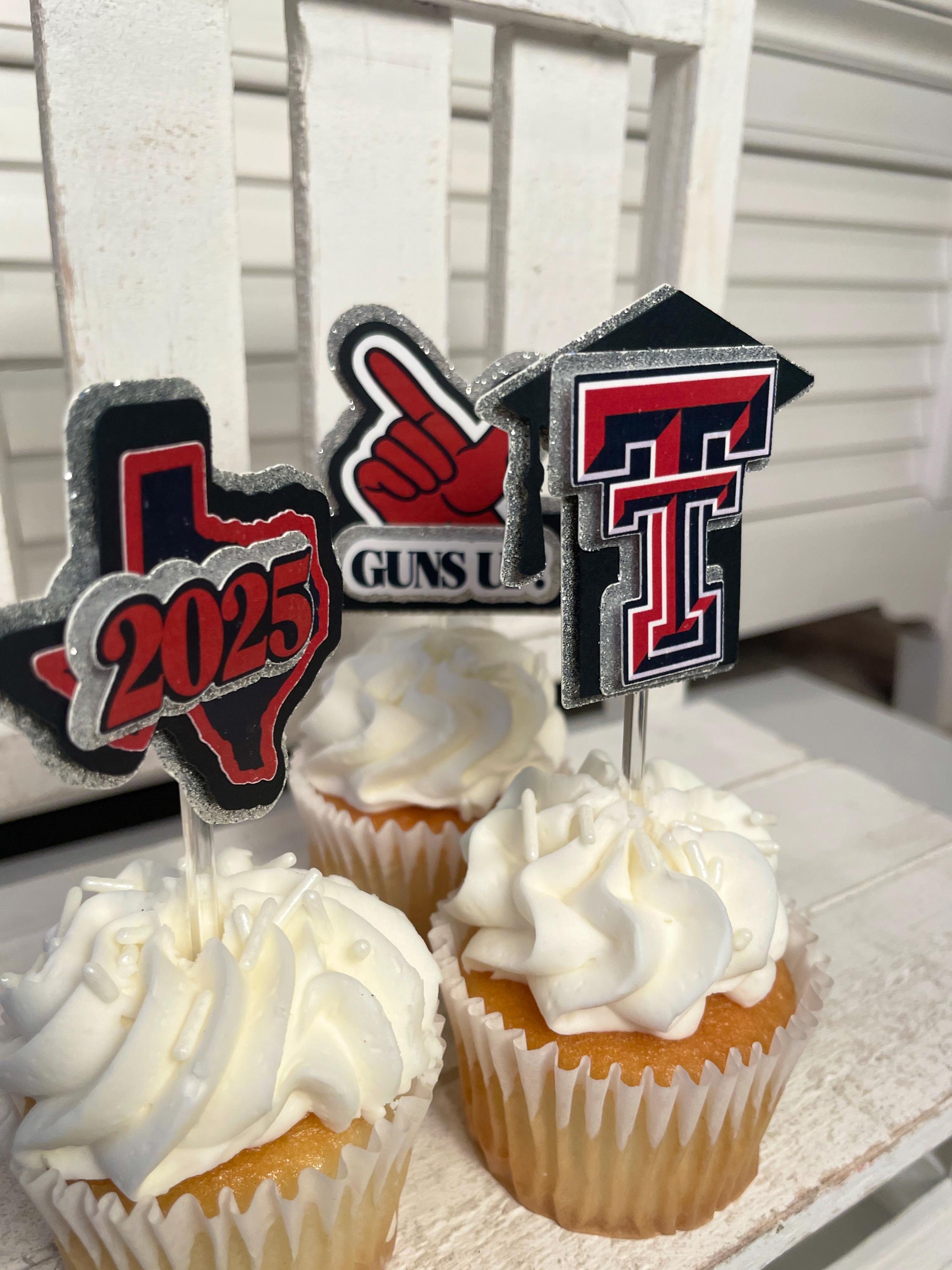 Texas Tech Cupcake Toppers – Red Raiders Party Decor – TTU Game Day ...