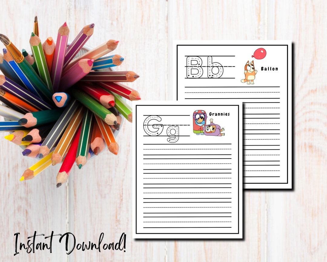 Bluey-themed Alphabet Tracing Pages for Kids Printable Learning ...