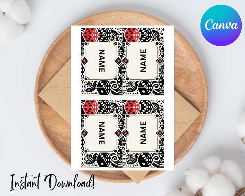 Editable Double-sided Bunco Name Tag Template | Printable Bunco Party ...