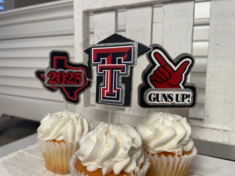 Texas Tech Cupcake Toppers – Red Raiders Party Decor – TTU Game Day ...