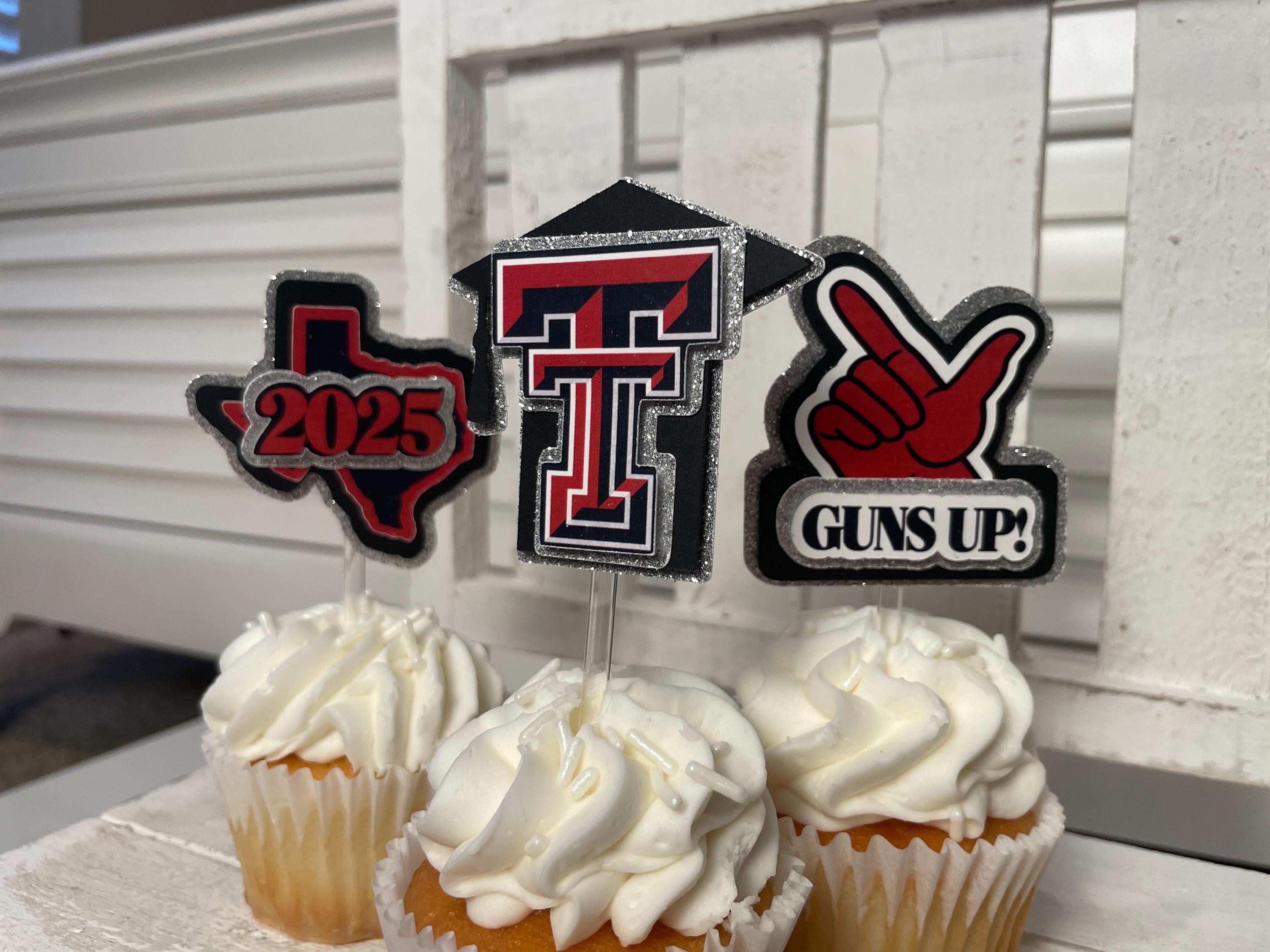 Texas Tech Cupcake Toppers – Red Raiders Party Decor – TTU Game Day ...