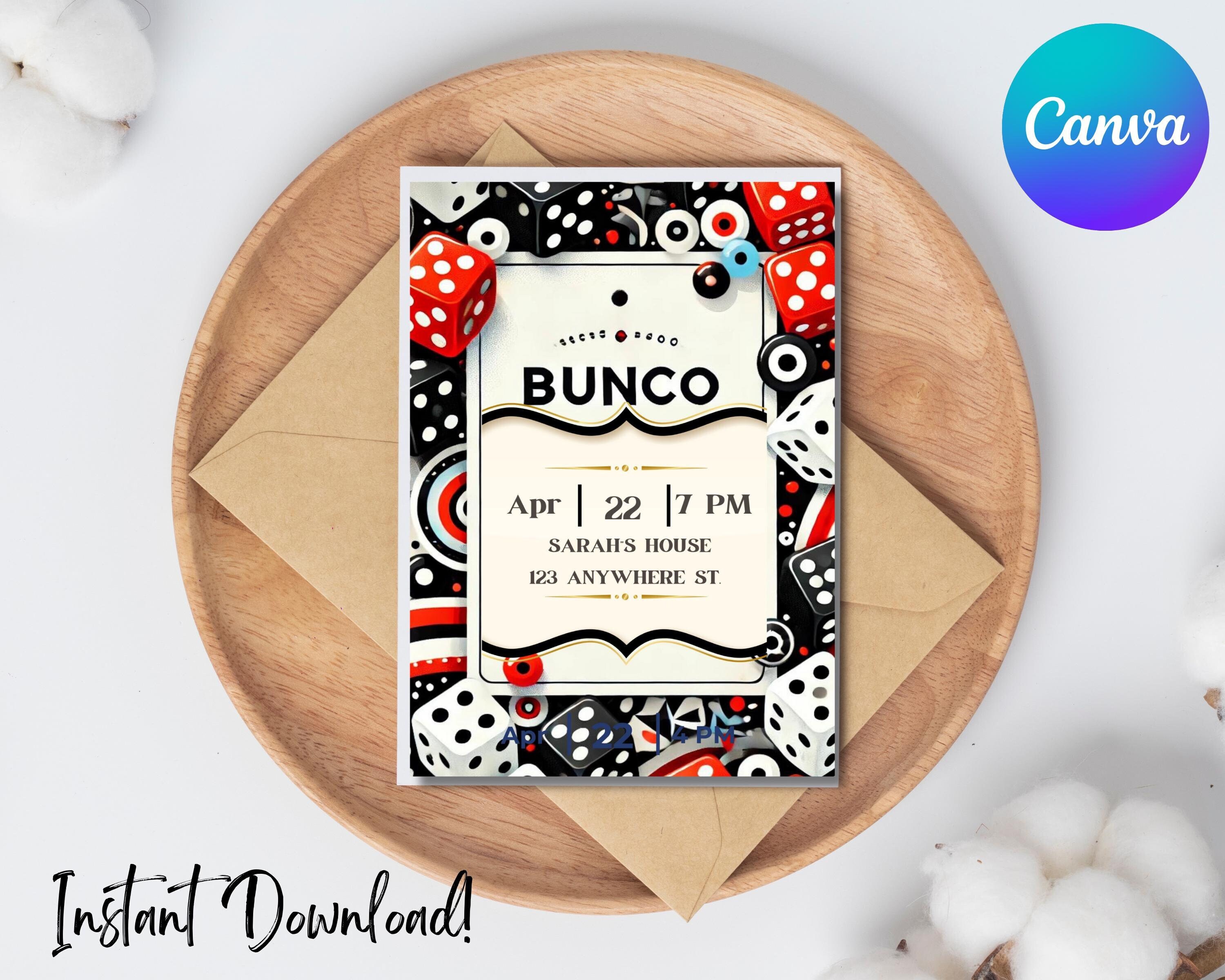 BUNCO Party Invitation Editable Digital Template | Customizable Dice ...