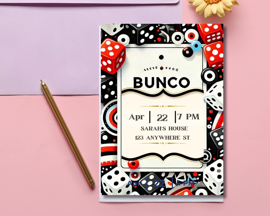 BUNCO Party Invitation Editable Digital Template | Customizable Dice ...