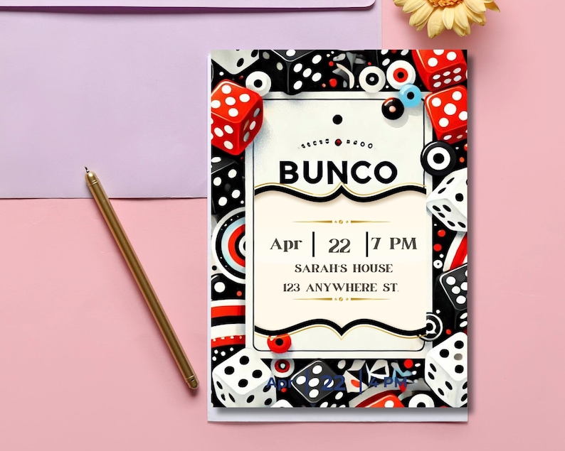BUNCO Party Invitation Editable Digital Template | Customizable Dice ...