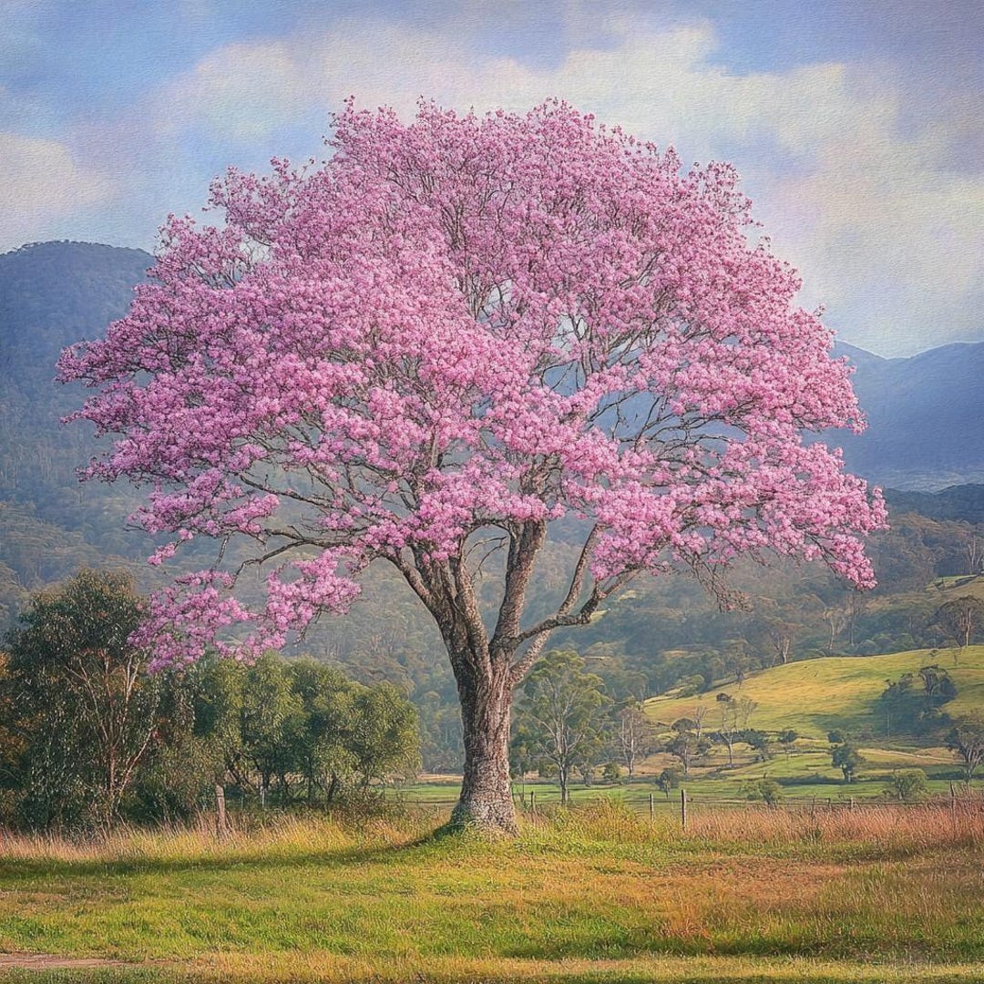 24 Pink Blossoming Tree Clipart, Spring Tree Art Print, Nature ...