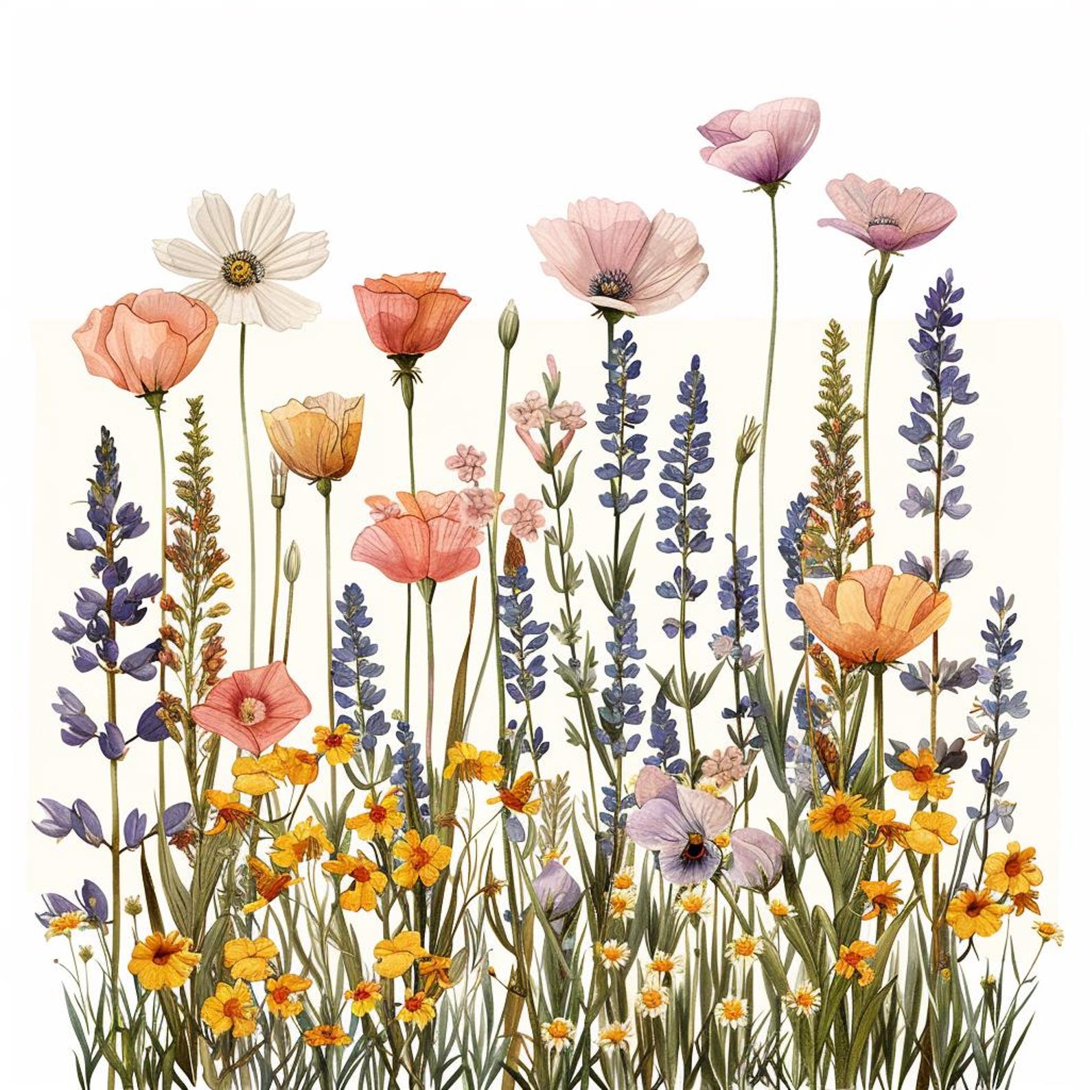 24 Vintage Wildflower Clipart, Floral Digital Download, Botanical ...