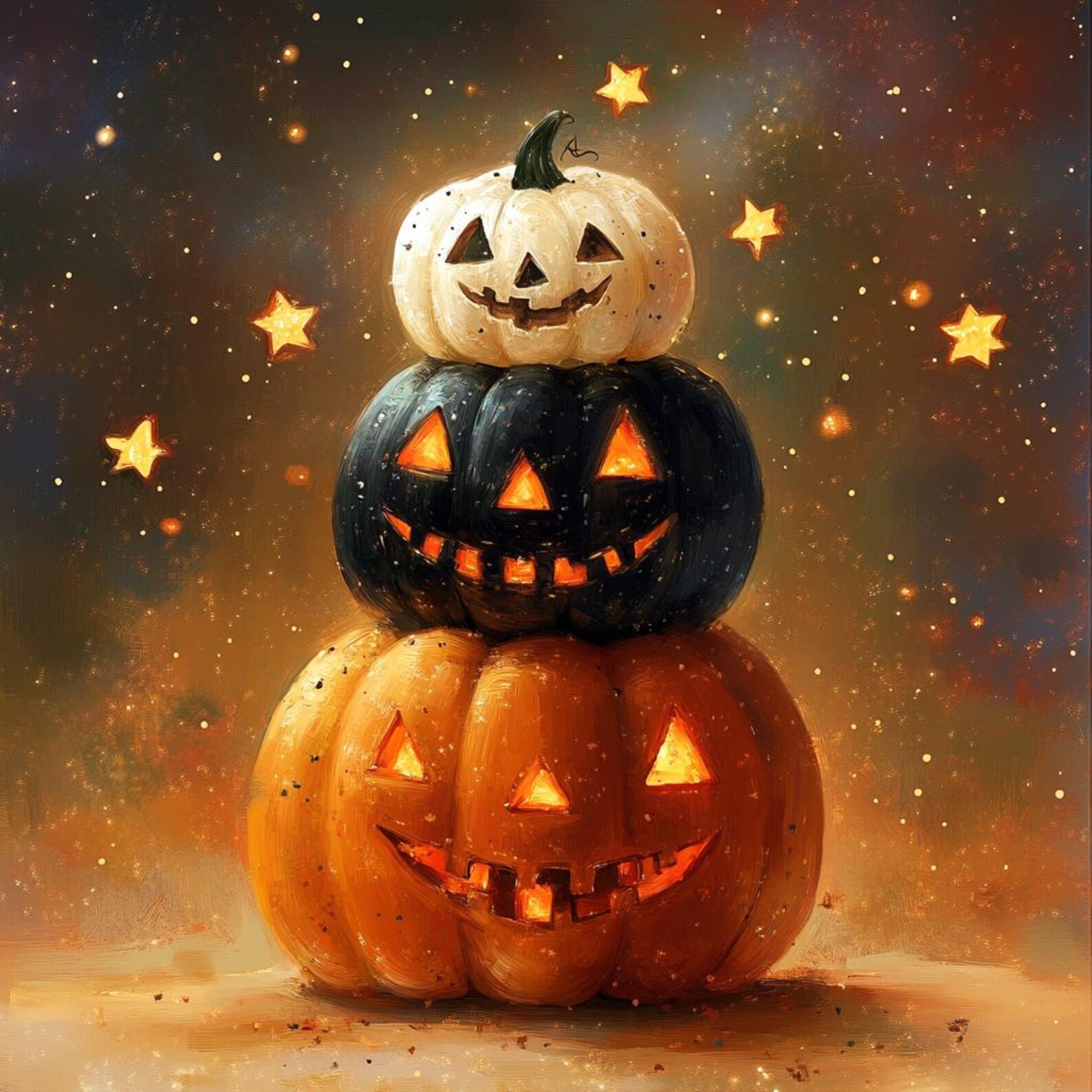 24 Halloween Pumpkin Stack Clipart, Cute Spooky Jack O Lantern Stack ...