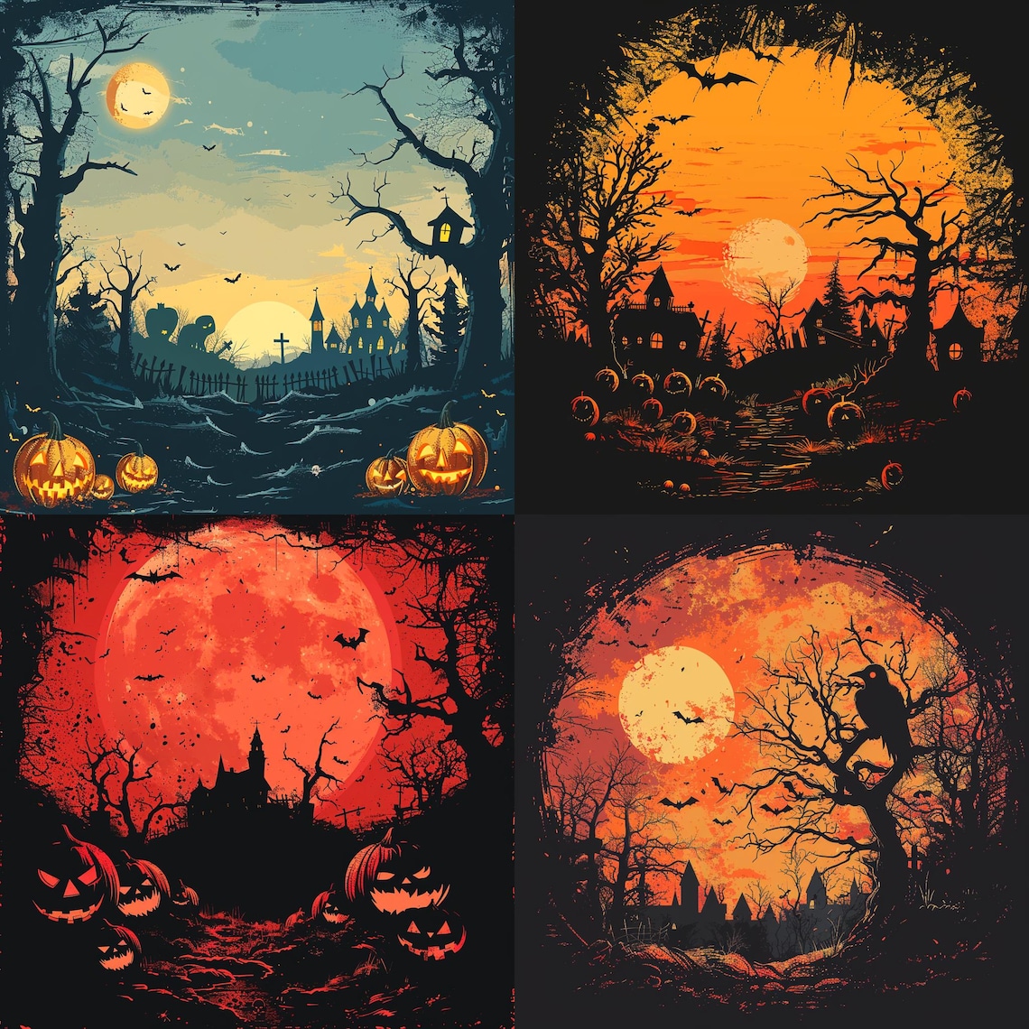 24 Halloween Haunted House Clipart, Spooky Haunted Village Clipart ...