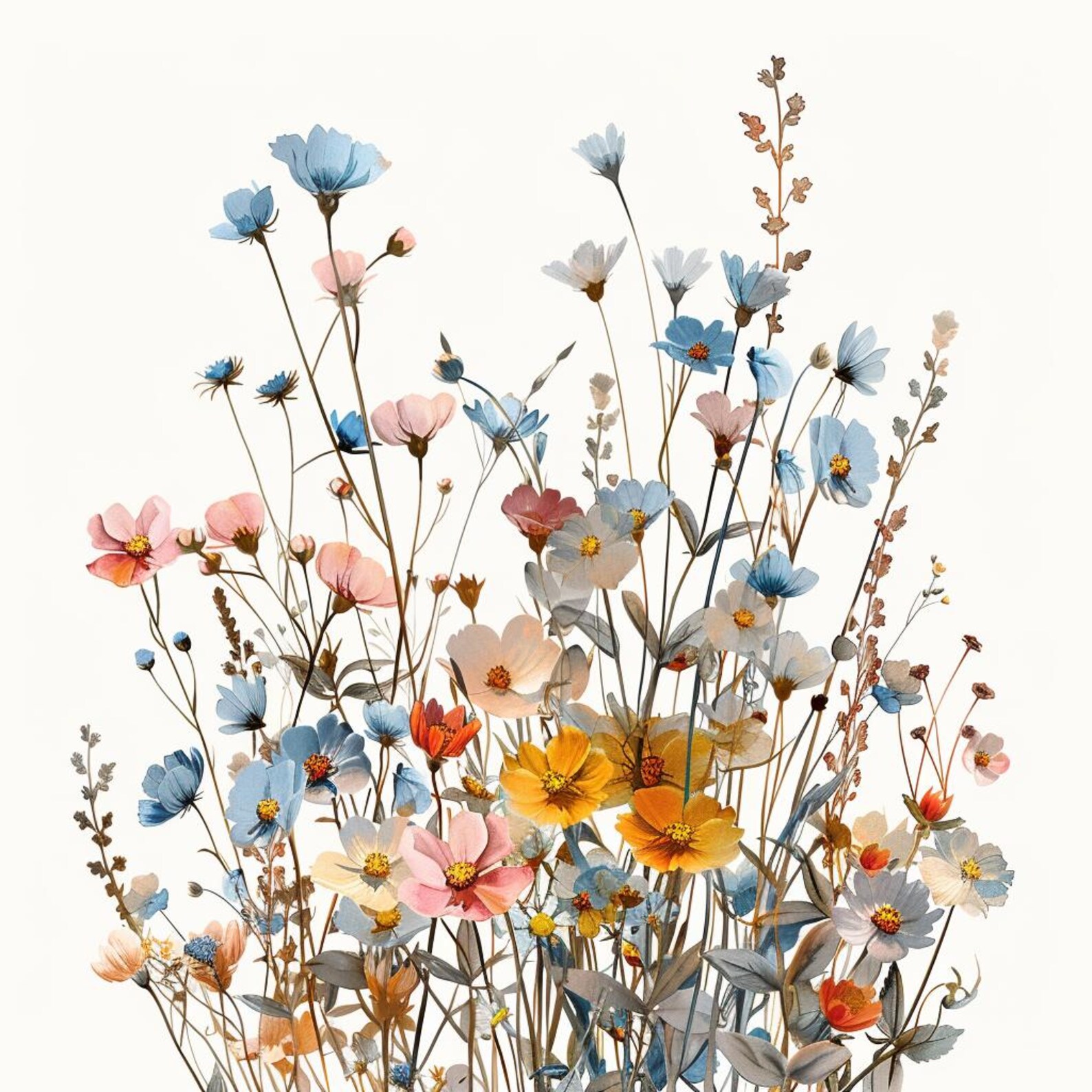 24 Vintage Wildflower Clipart, Floral Digital Download, Botanical ...