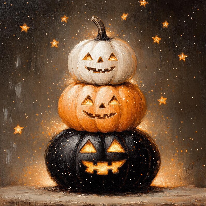 24 Halloween Pumpkin Stack Clipart, Cute Spooky Jack O Lantern Stack ...