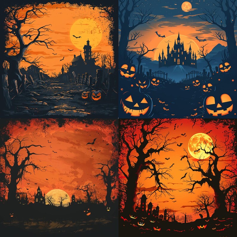 24 Halloween Haunted House Clipart, Spooky Haunted Village Clipart ...