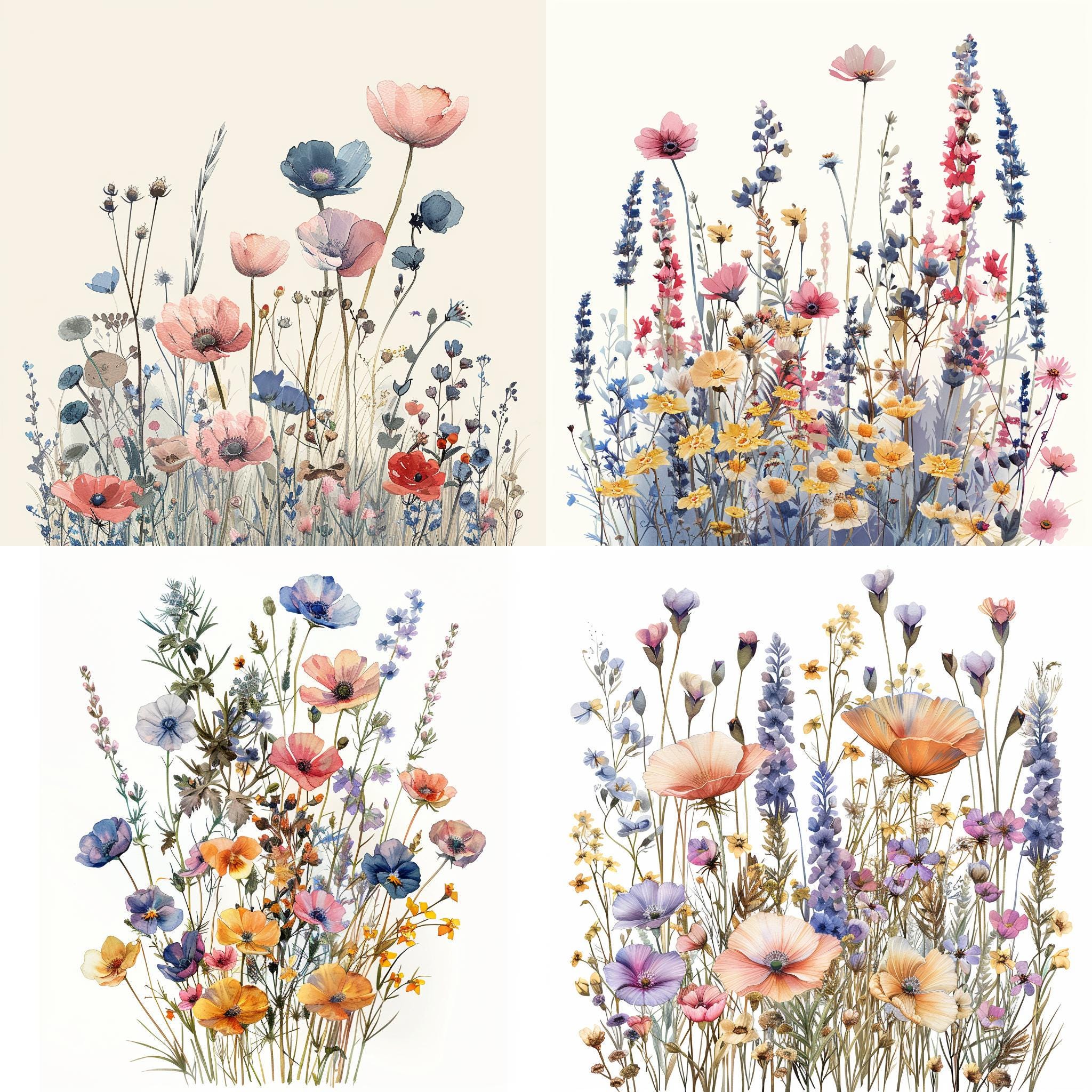24 Vintage Wildflower Clipart, Floral Digital Download, Botanical ...
