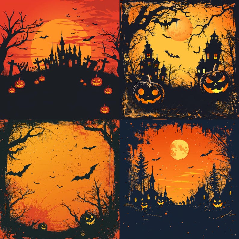 24 Halloween Haunted House Clipart, Spooky Haunted Village Clipart ...