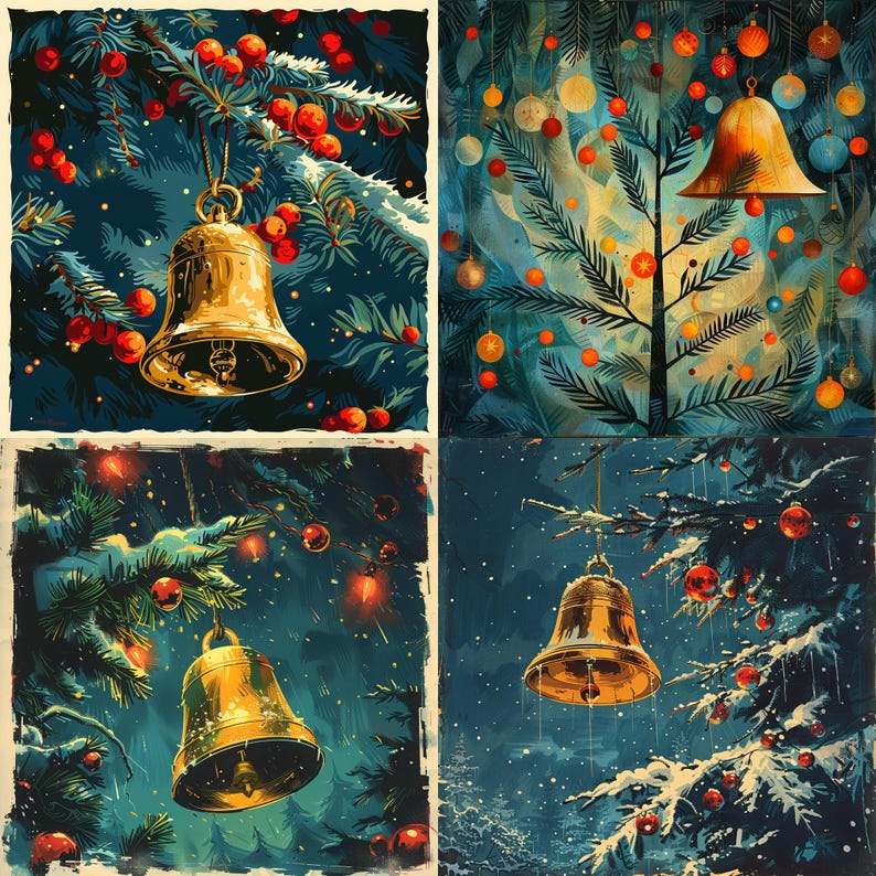 24 Christmas Bell Clipart, Christmas Bell Clipart, Holiday Decor ...