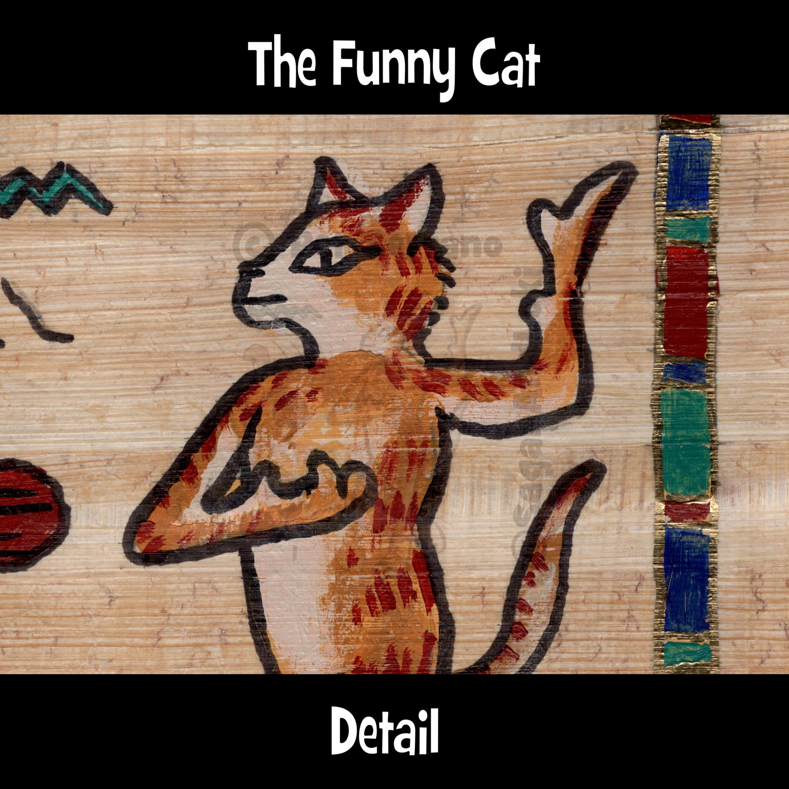 The Funny Cat Ancient Egyptian House Cat Painting Original Papyrus Art ...