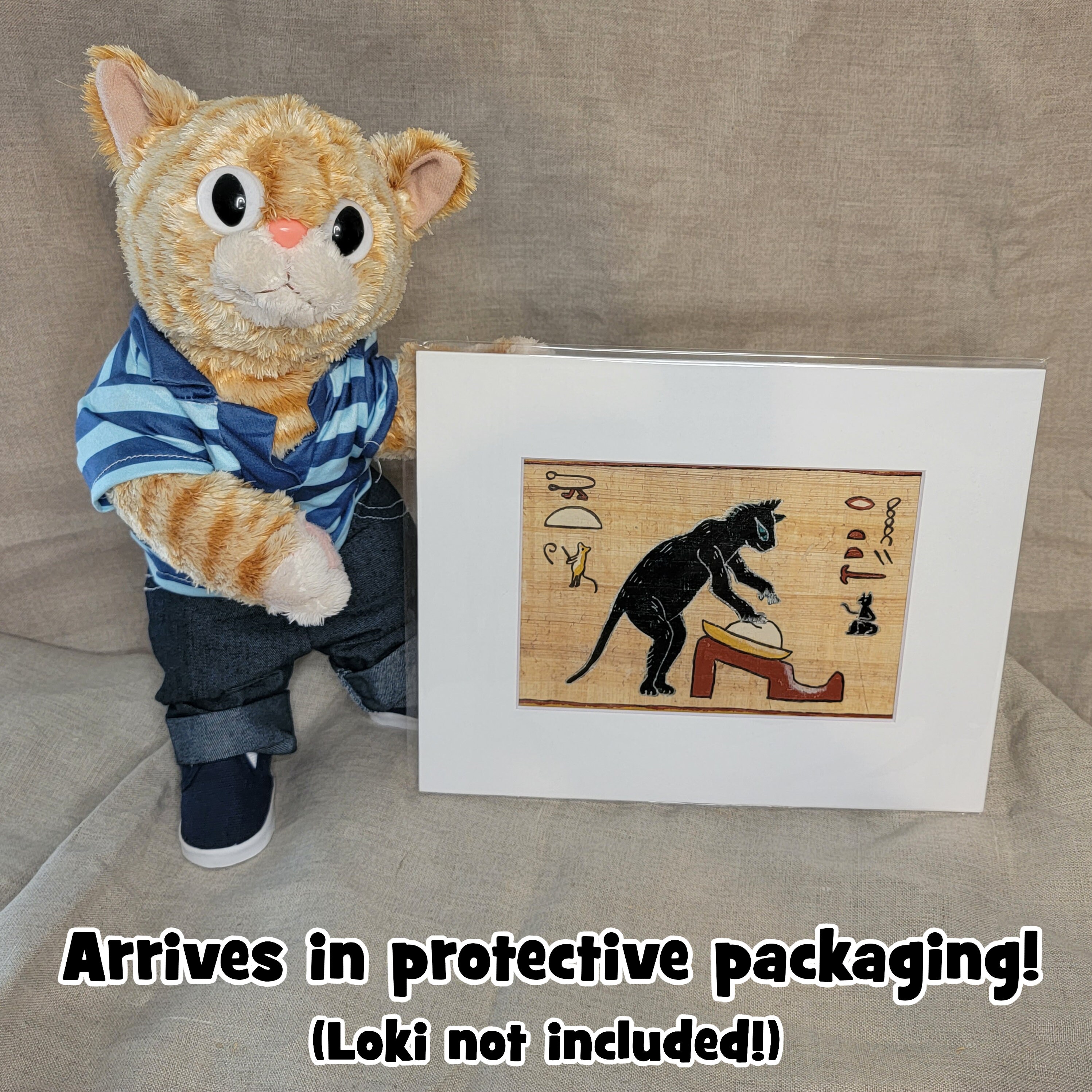 Egyptian Cat Kneading Bread Dough Original Papyrus Art the Mouse Thief ...