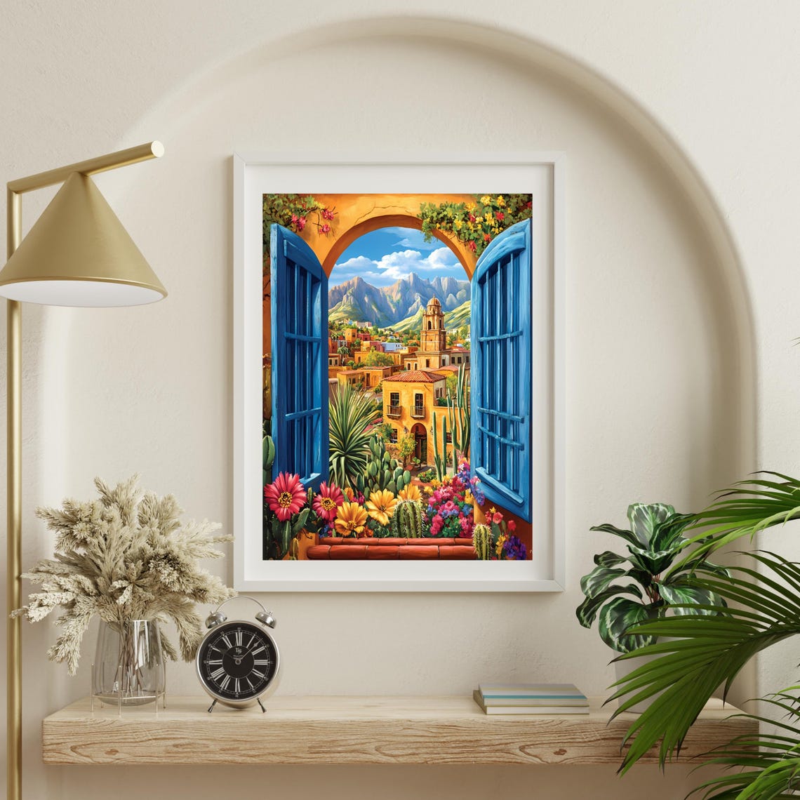 Colorful Mexican Window View Wall Art, Vibrant Southwest Home Decor ...