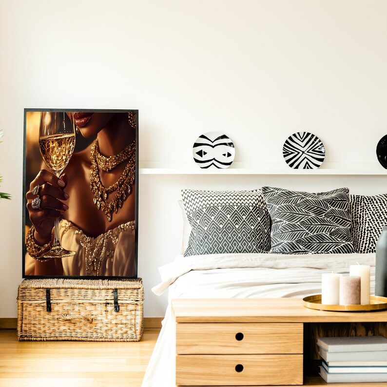 Black Woman African Wall Art, Black Girl Wall Art Print, Victorian Estate Gold Necklace Jewelry ...