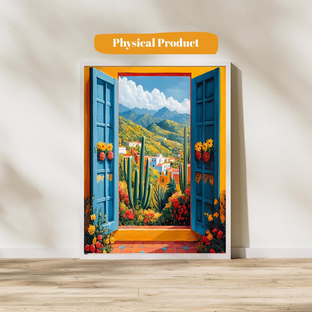 Colorful Mexican Window View, Mexico Prints, Printable Hispanic Satin ...