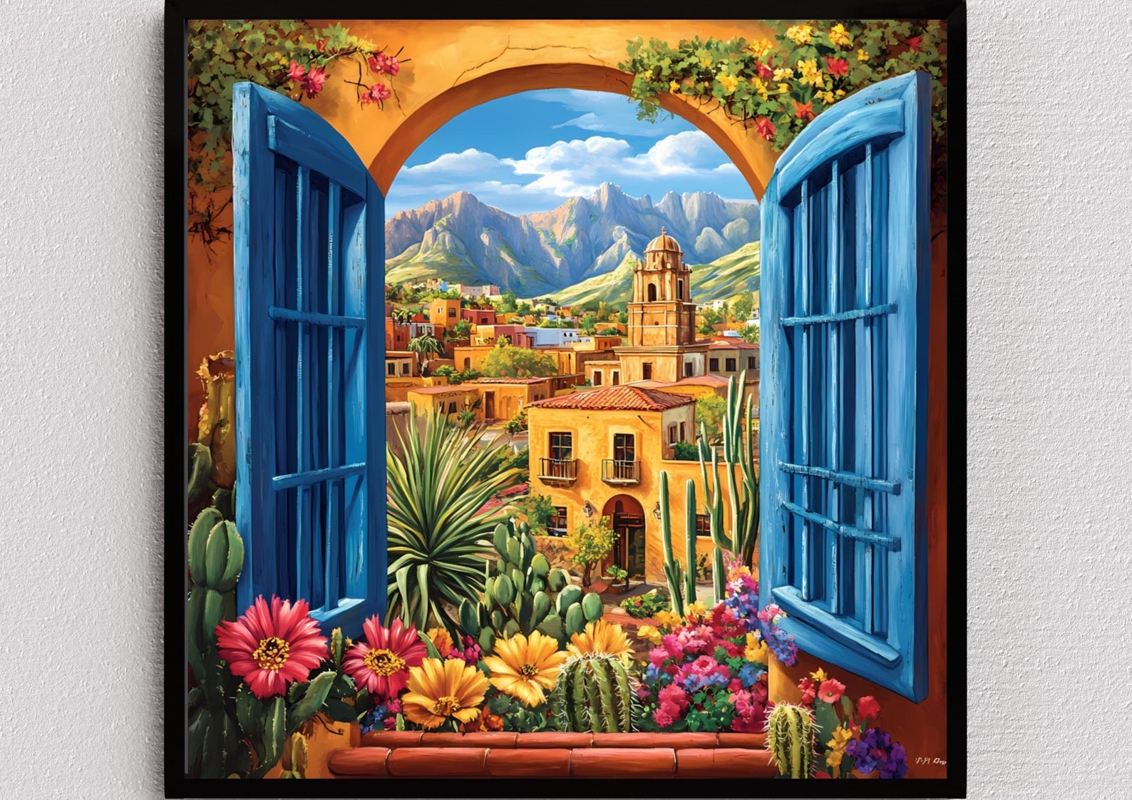 Colorful Mexican Window View Wall Art, Vibrant Southwest Home Decor ...