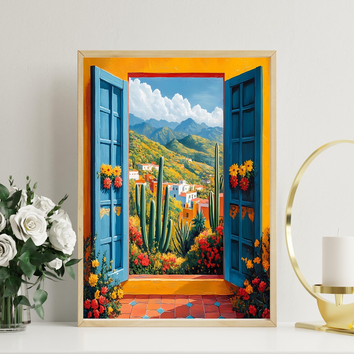 Colorful Mexican Window View, Mexico Prints, Printable Hispanic Wall ...