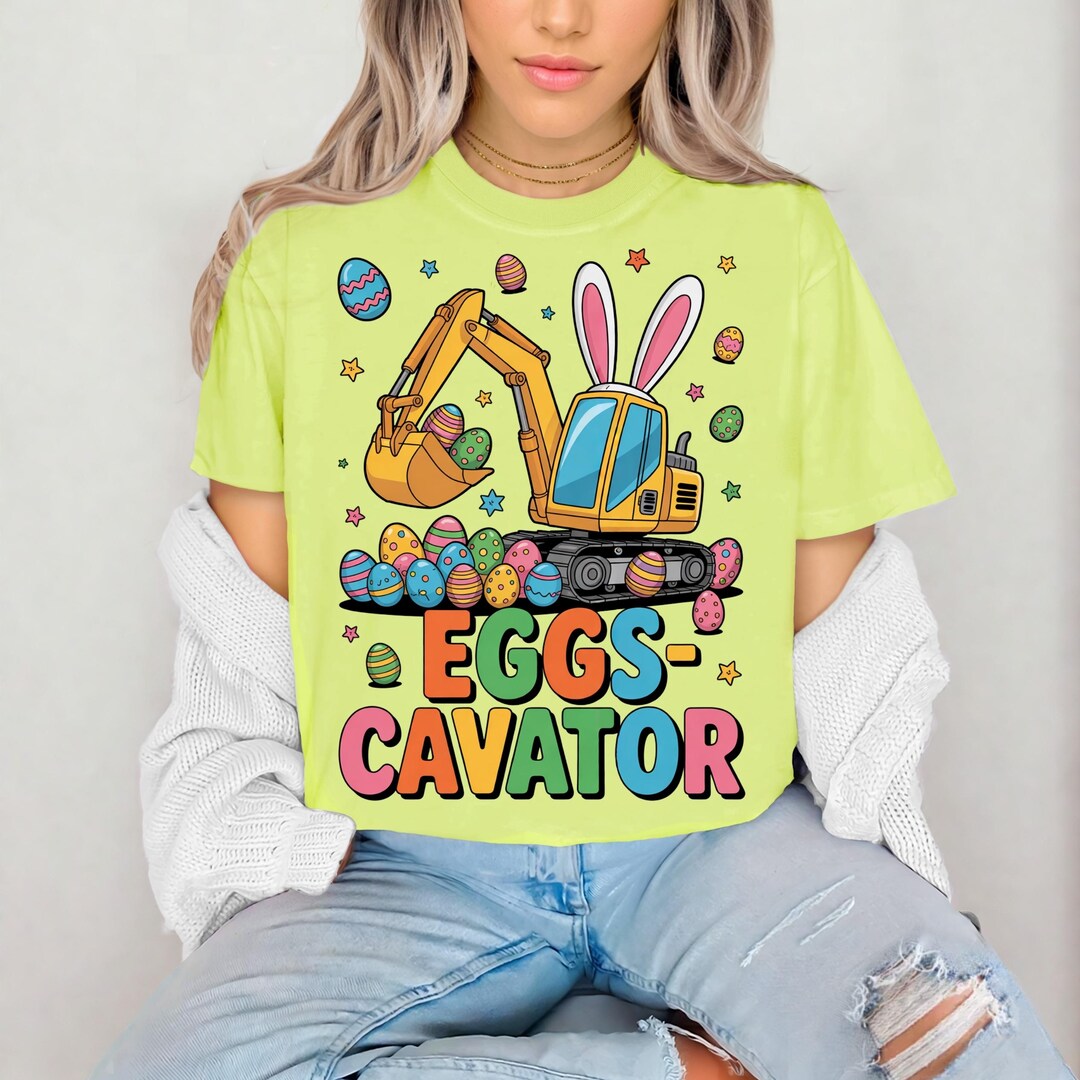 Happy Easter Png, Eggscavator Easter PNG, Cute Bunny Excavator Easter ...