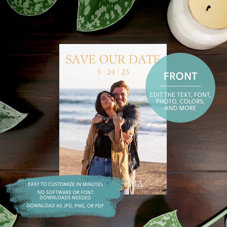 Elegant Save the Date Canva Template, Custom Save the Date Template, Editable Save the Date ...