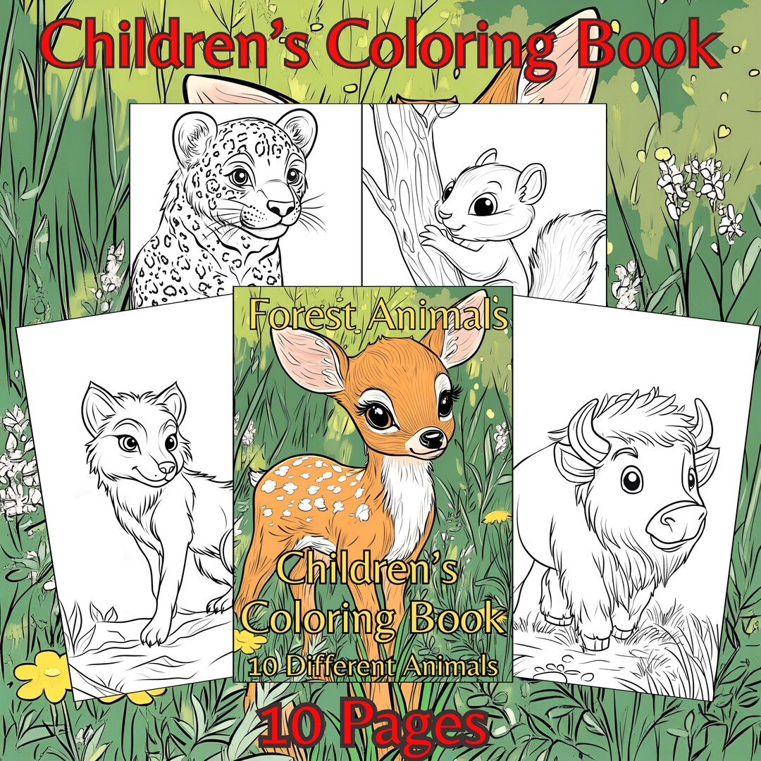 Forest Animals Children's Coloring Book - Digital Coloring Pages for ...