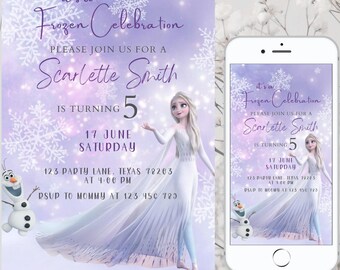 Princess Elsa Invite, Frozen Anna Invite Template, Girl Birthday ...