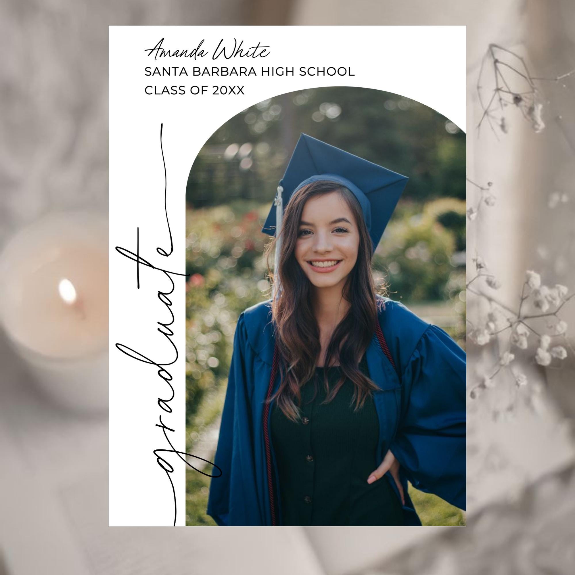 Modern Graduation Announcement Card, Multiple Photo Graduation Card ...