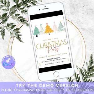 Editable Christmas Party Invitation, Tree Christmas Invitation, Holiday ...