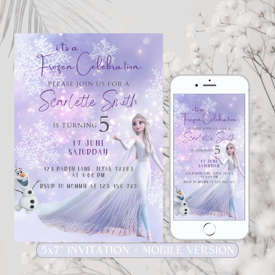 Editable Frozen Birthday Invitation Template, Princess Elsa Girl Evite ...