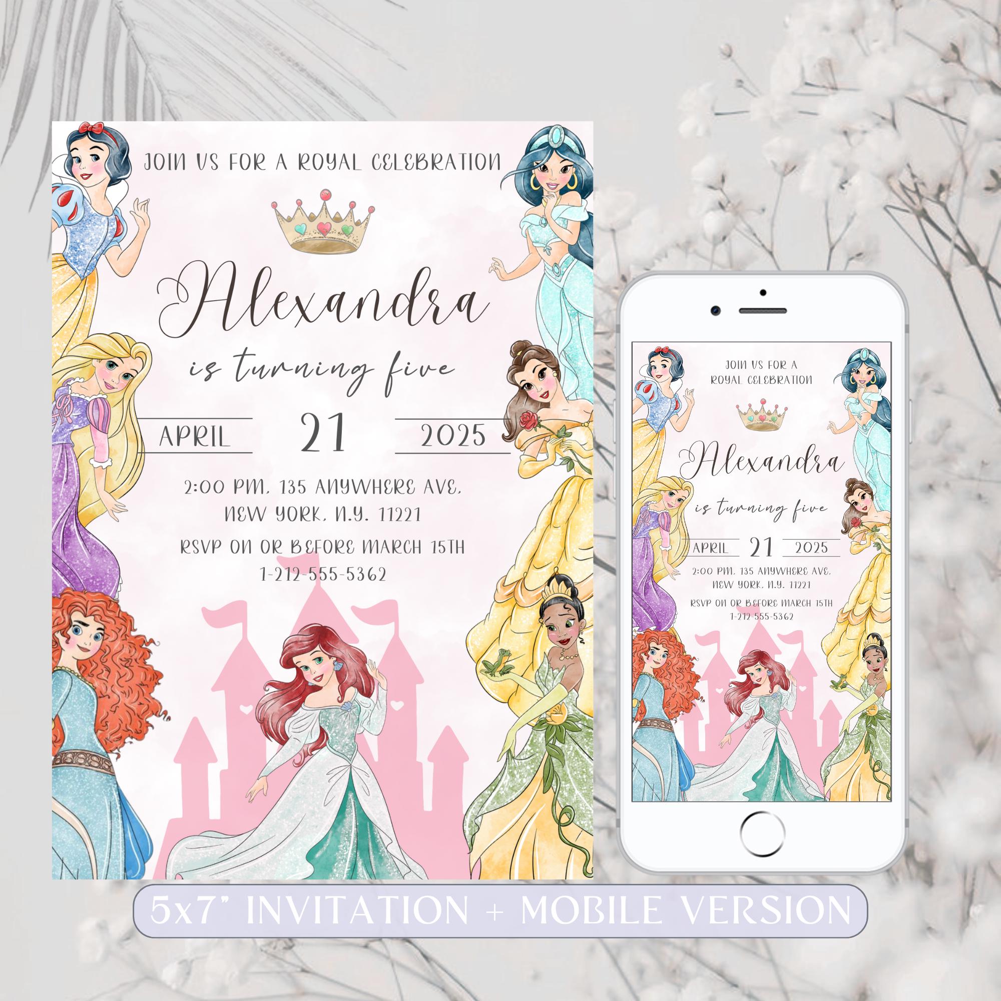 Little Princess Birthday Invitation Girl Princess Birthday Party Invite ...