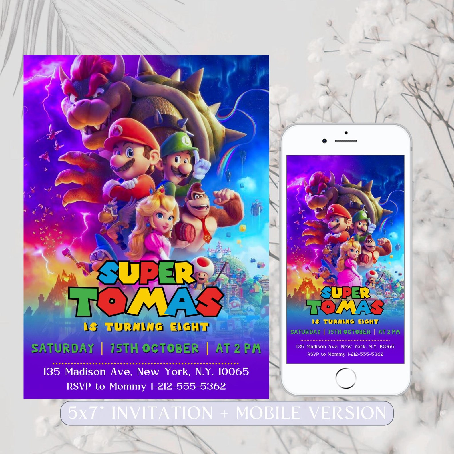 Editable Mario Bros Invitation, Super Mario Birthday Invitation, Super ...