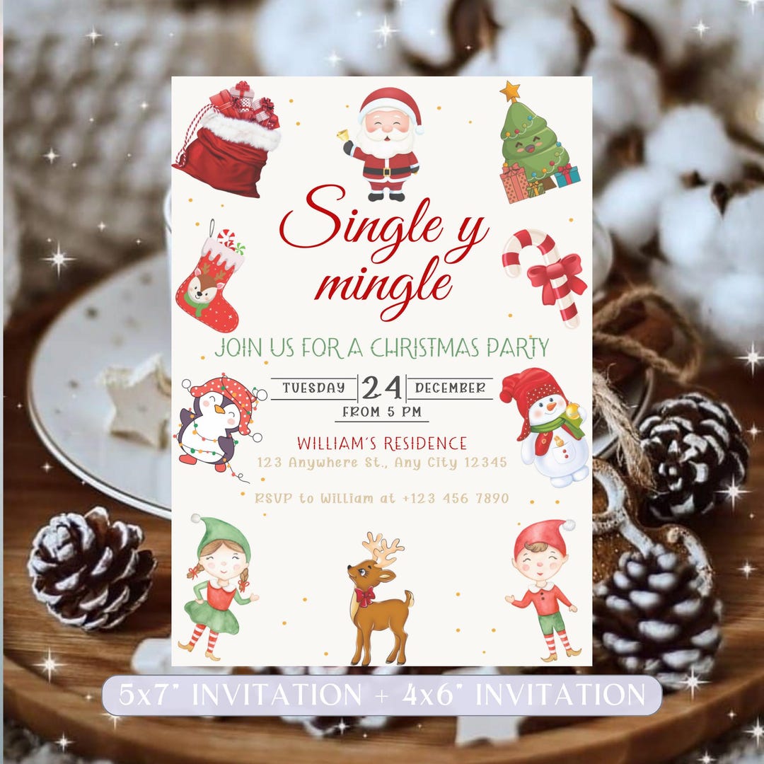 Editable Christmas Party Invitation, Kids Christmas Invitation, Holiday ...
