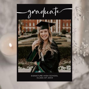 Editable Modern Graduation Announcement Card, Graduation Party Invite ...