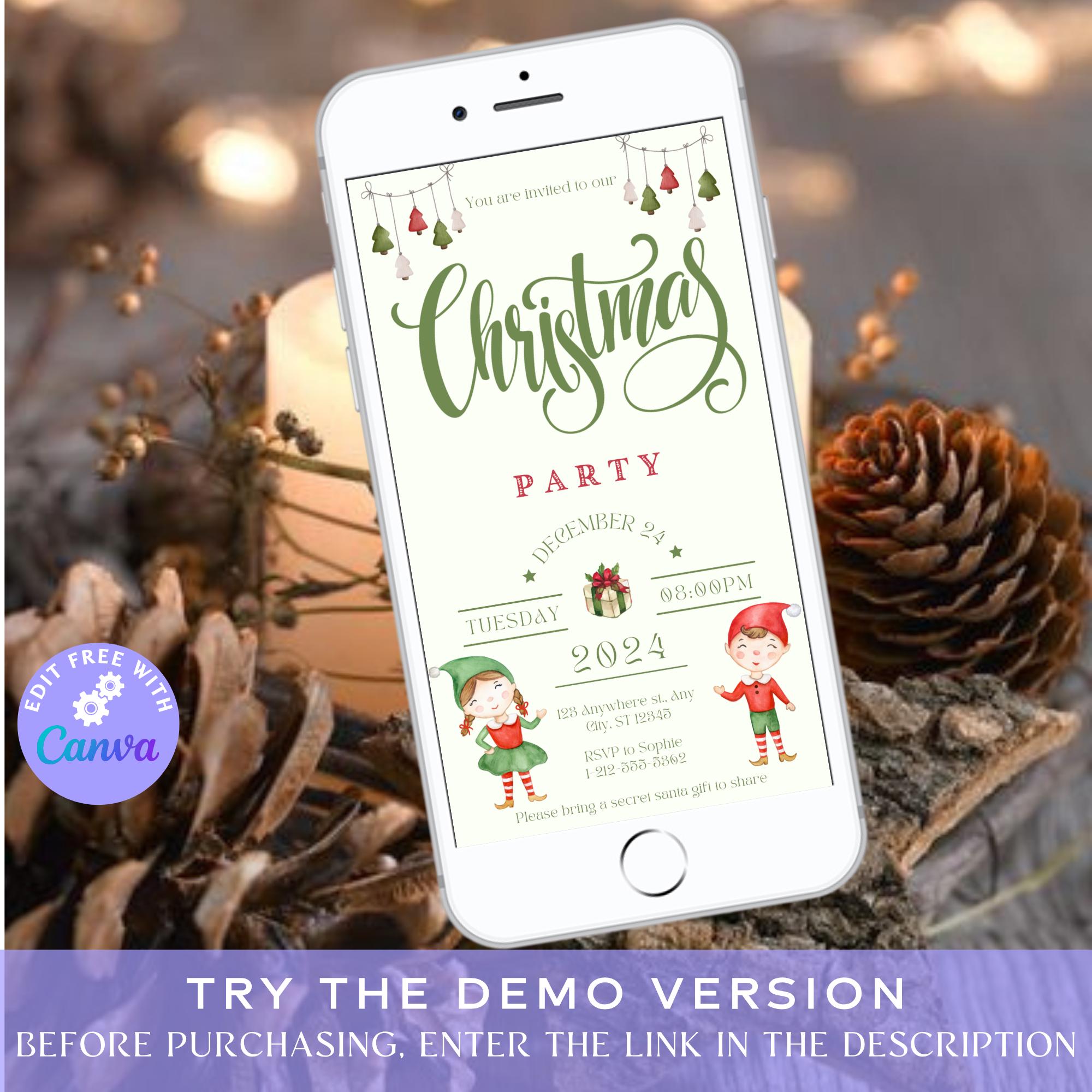 Christmas Party Invitation, Kids Christmas Party Invitation, Christmas ...
