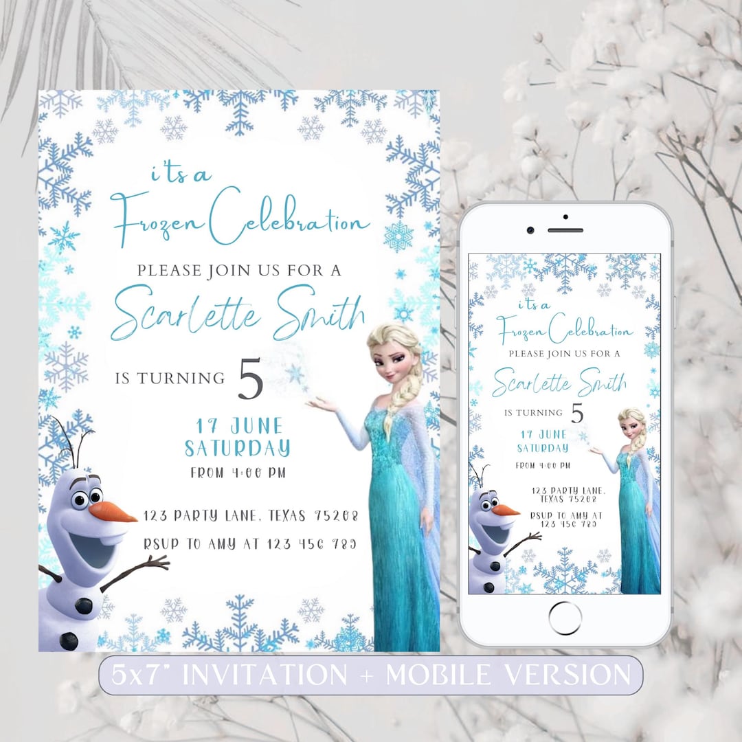 Editable Frozen Birthday Invitation Template, Princess Elsa Girl Evite ...