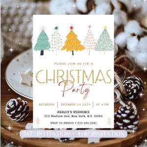 Editable Christmas Party Invitation, Tree Christmas Invitation, Holiday ...