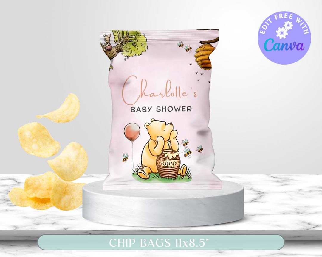 Editable Winnie the Pooh Chip Bags. Winnie the Pooh Baby Shower Chip ...