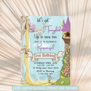 Rapunzel Birthday Invitation, Princess Birthday Party Invite Princess ...