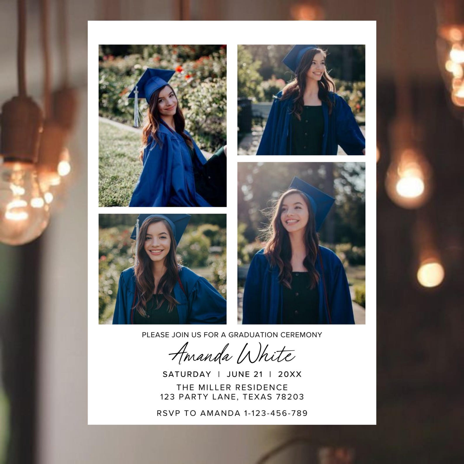 Modern Graduation Announcement Card, Multiple Photo Graduation Card ...