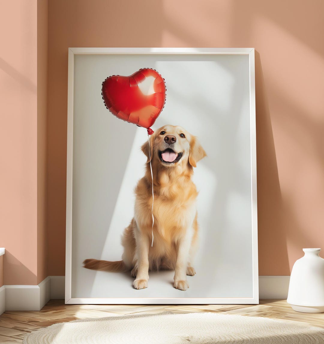 Labrador Balloon Poster Adorable Dog Print Labrador Wall Art Dog Lovers ...