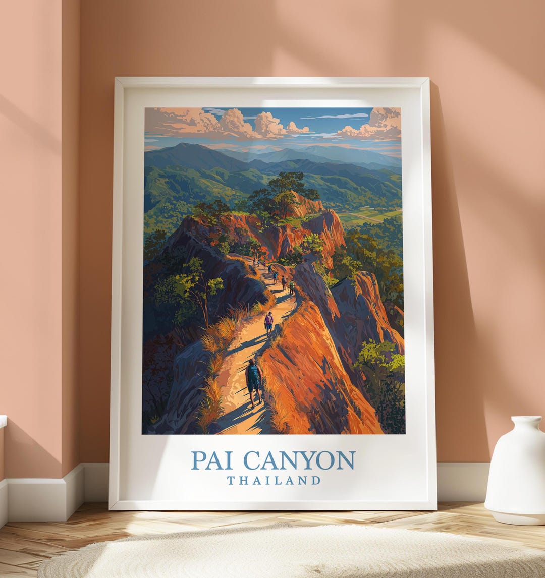 Pai Location Poster - Pai Canyon Travel Print - Travel Home Decor ...