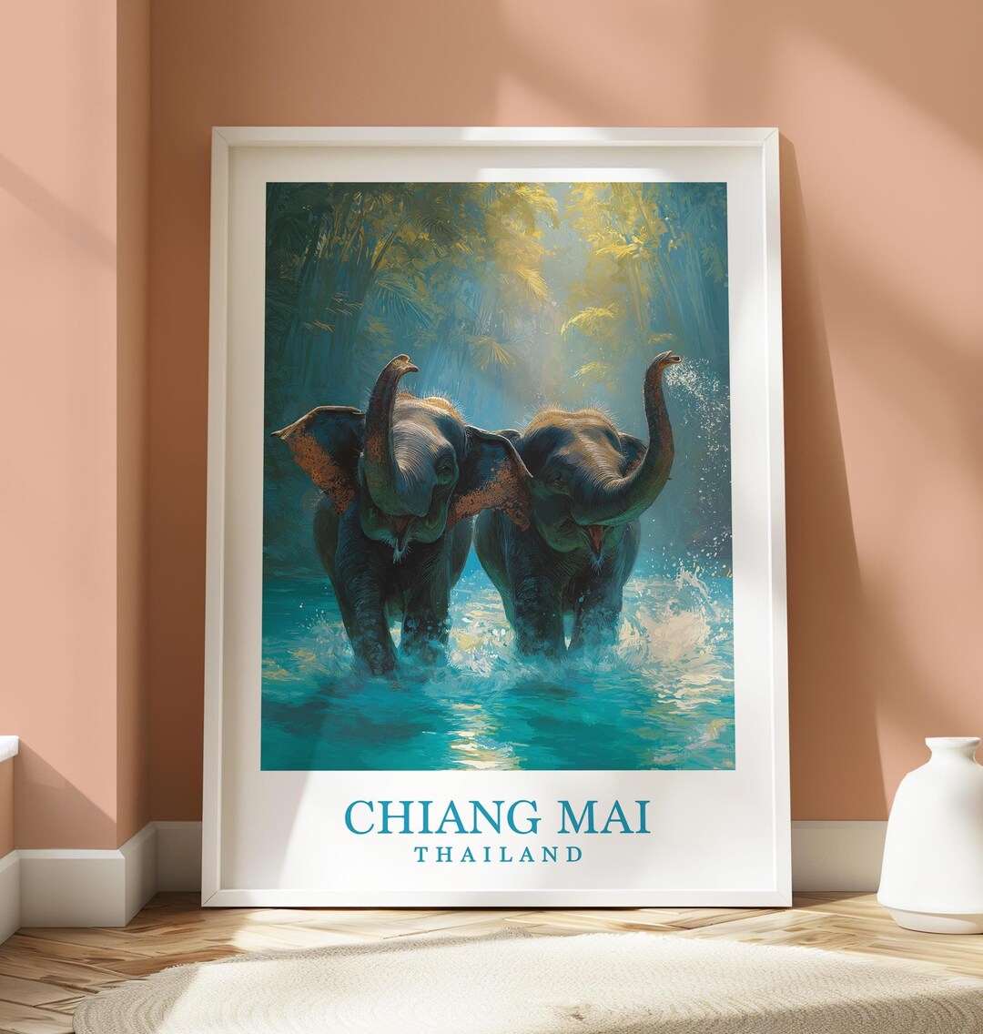 Chiang Mai Elephants Poster - Chiang Mai Elephants Print - Travel Home ...