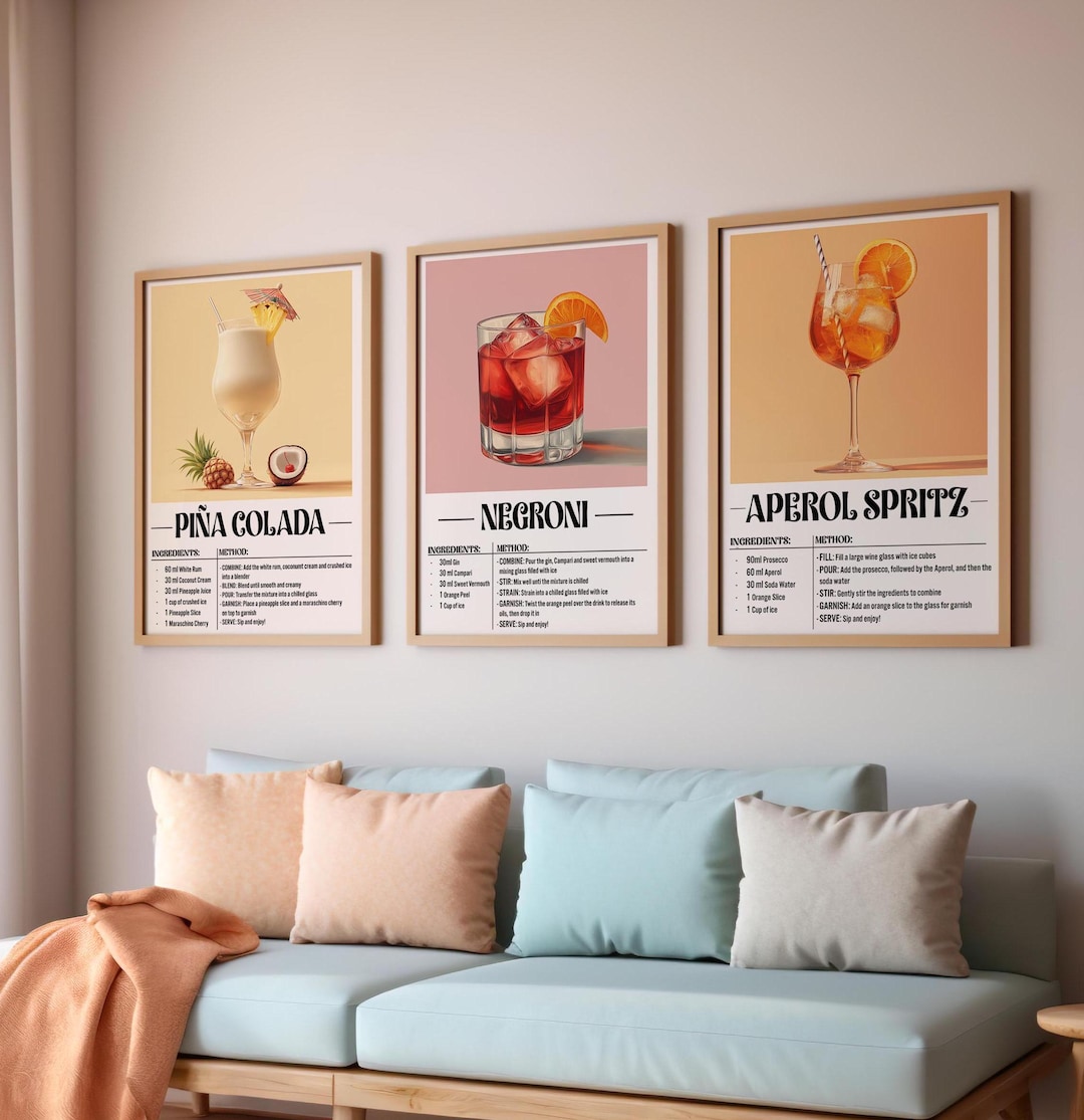 Poster Bundle - 20% off - Cocktail Prints - Cocktail Wall Art Set ...