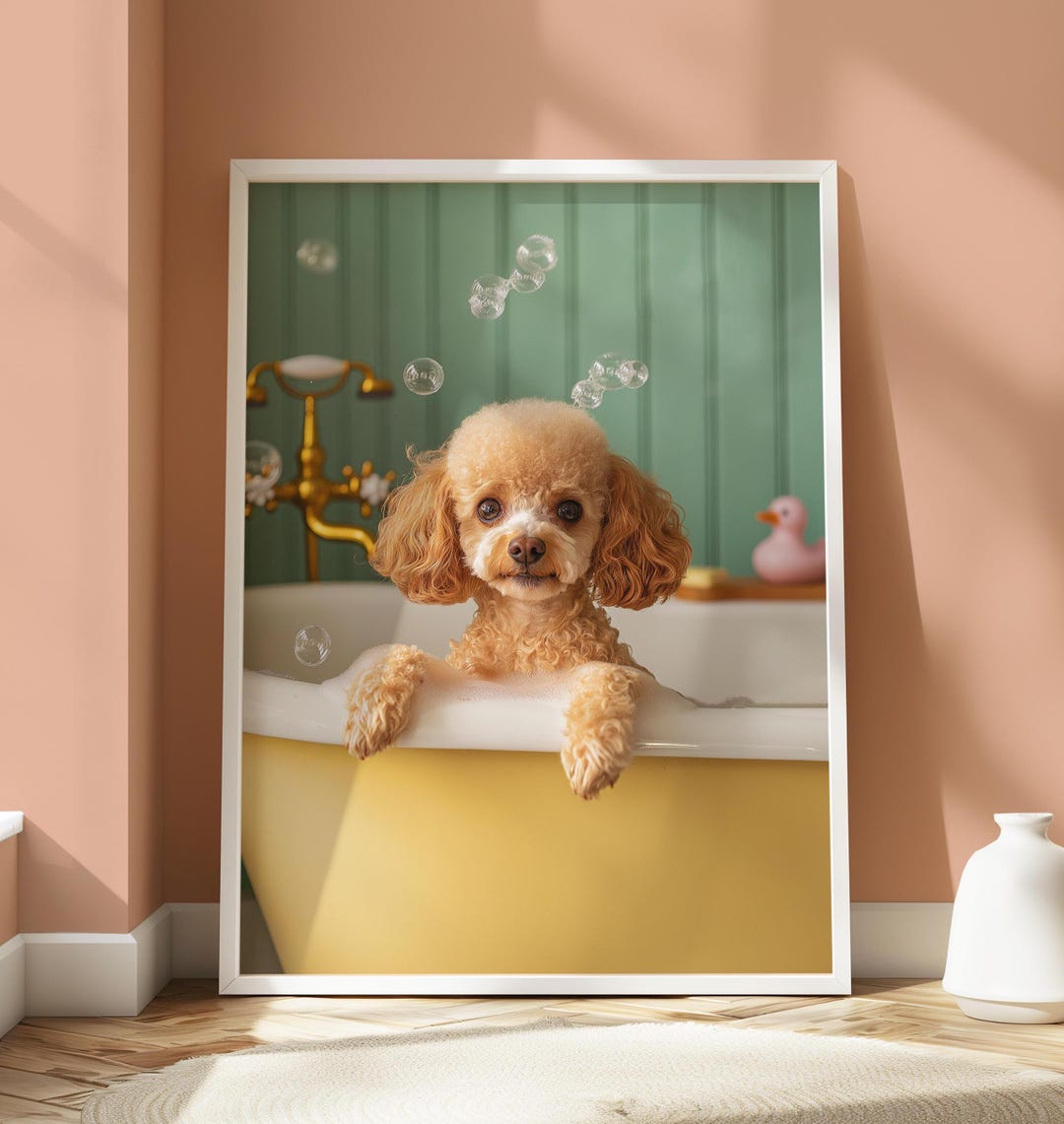 Poodle Poster - Cute Poodle Print - Fun Dog Print - Poodle Bath Print ...